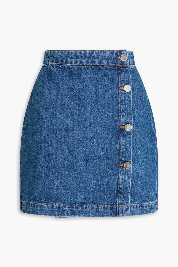 Buy Derek Lam 10 Crosby Nova Denim Mini Wrap Skirt - Mid Denim At